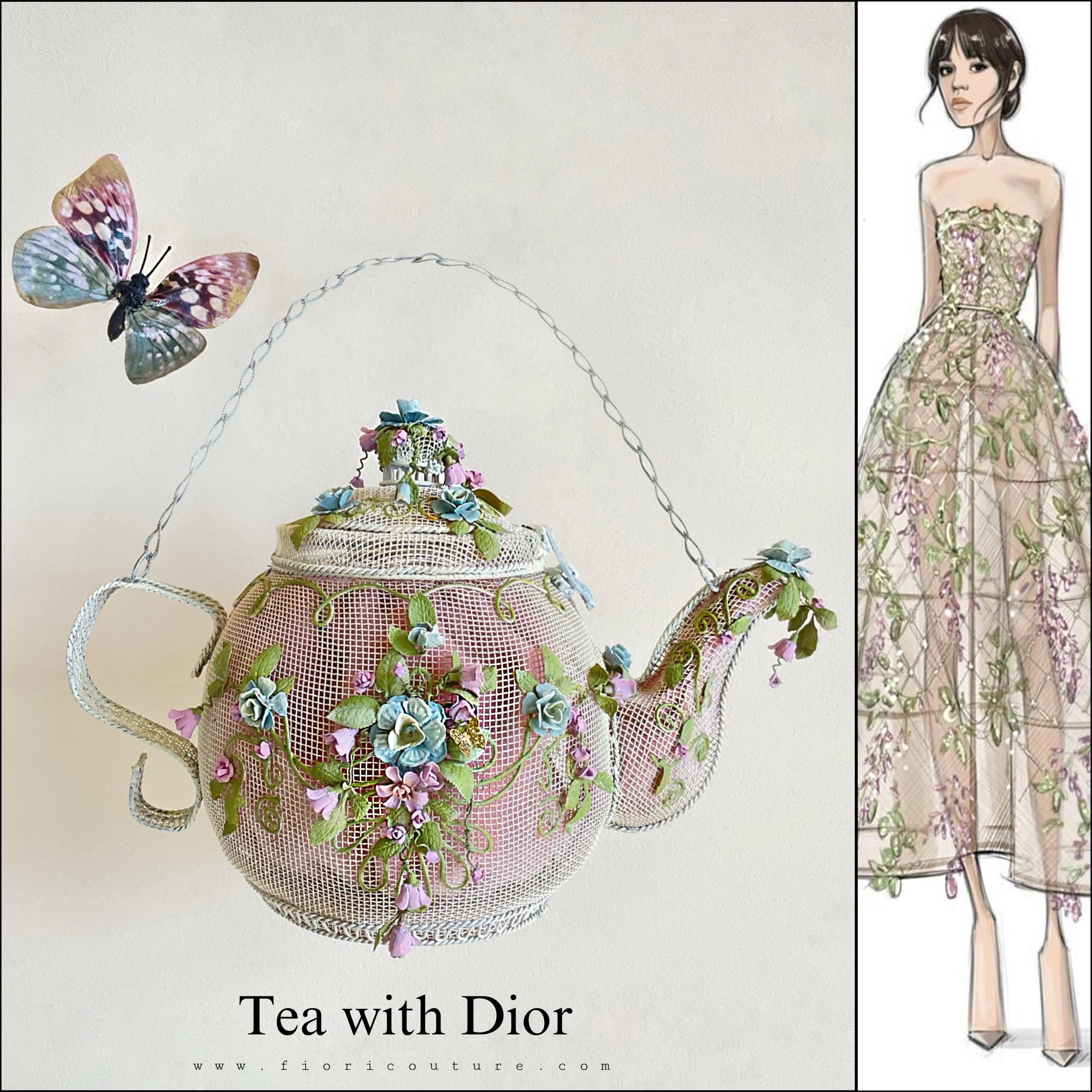 TEA WITH DIOR Teapot handbag – Fiori Couture