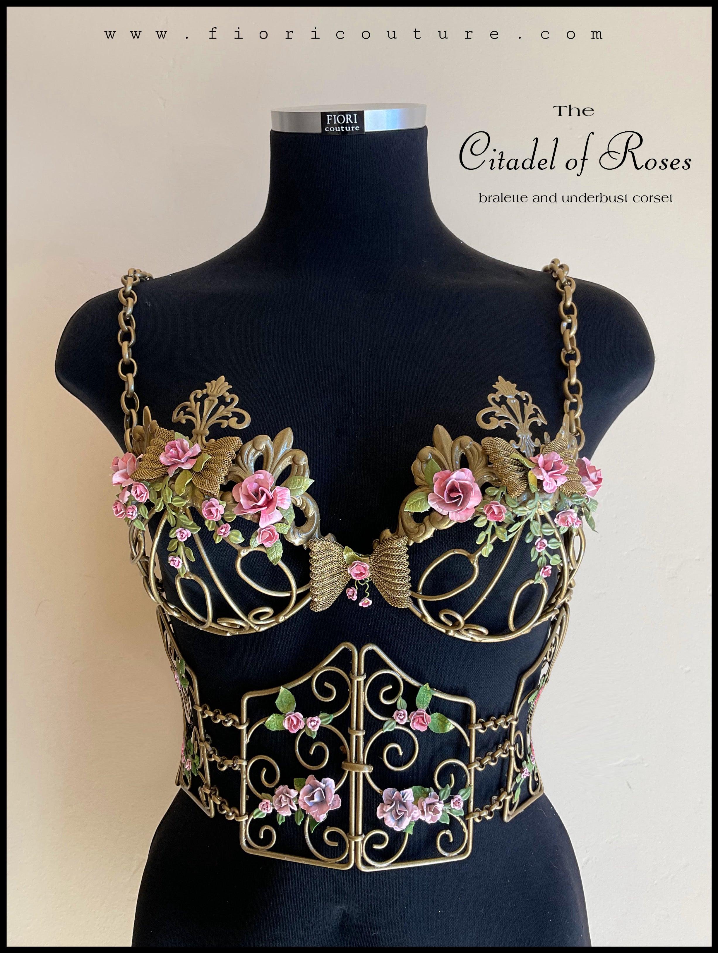The CITADEL OF ROSES bralette and underbust corset belt – Fiori Couture